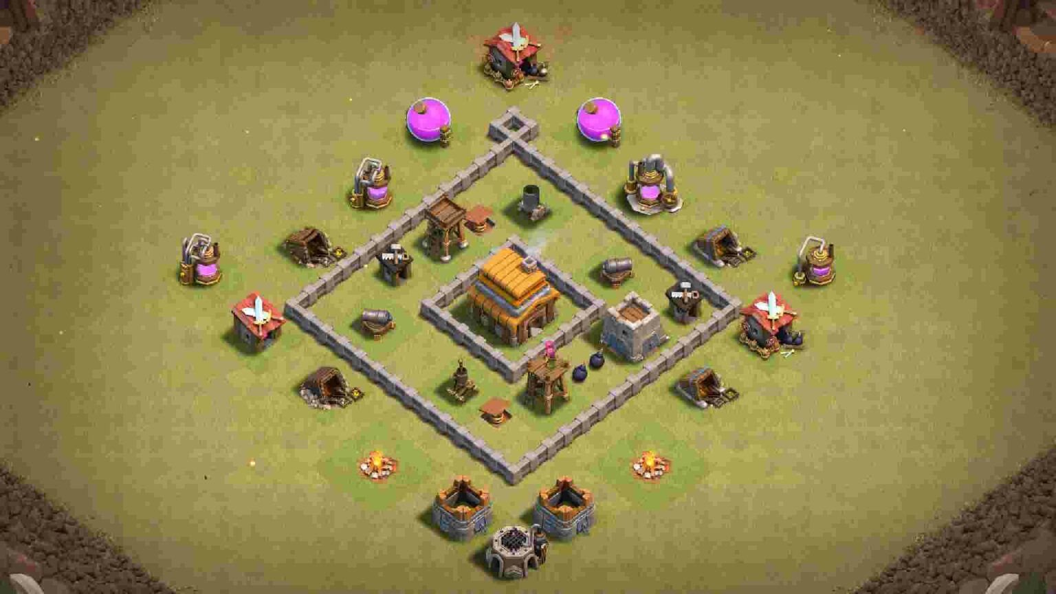 33 Best TH4 Base Layouts For Farming, Hybrid, War and Trophy ...