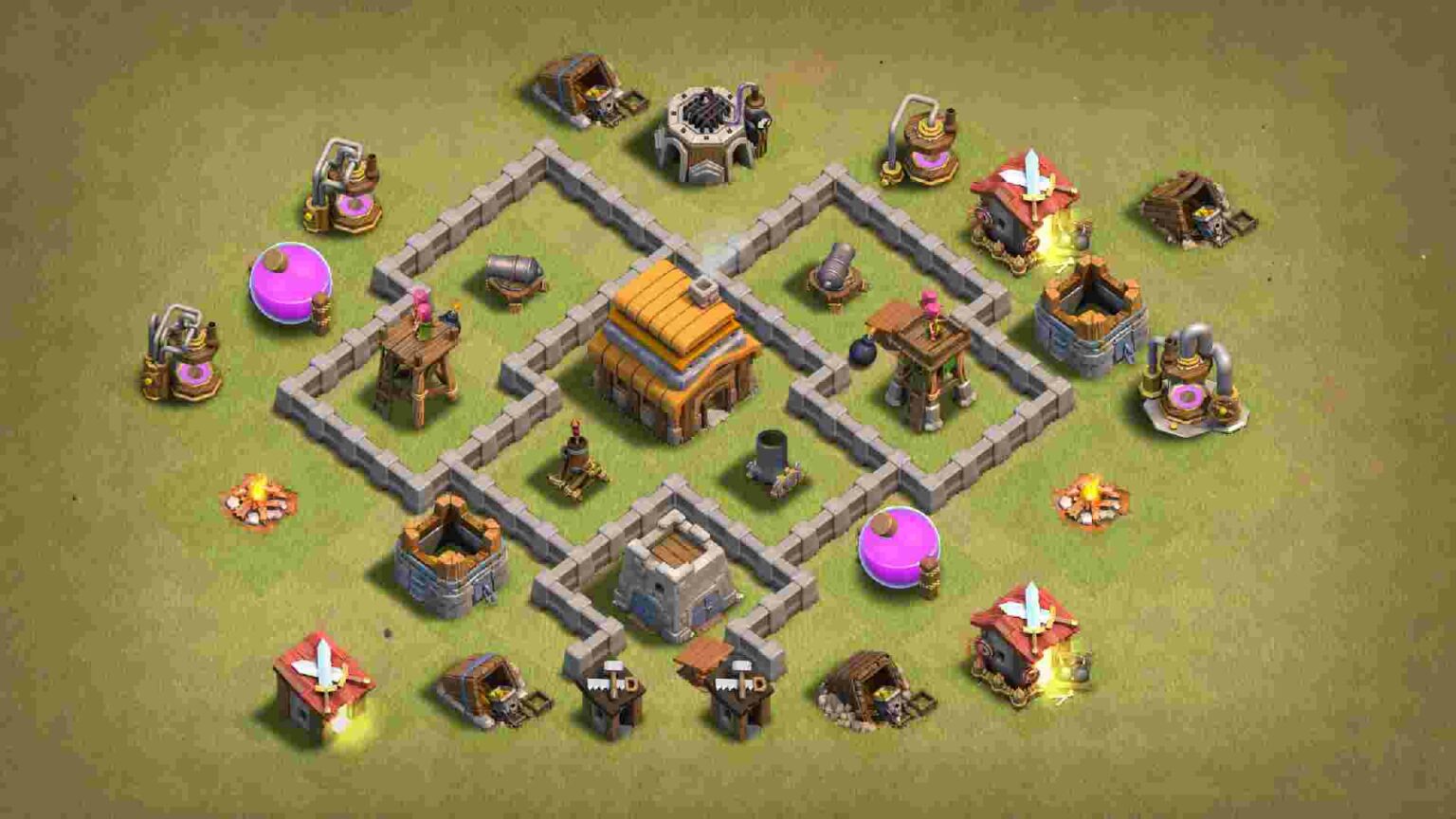 33 Best TH4 Base Layouts For Farming, Hybrid, War and Trophy ...