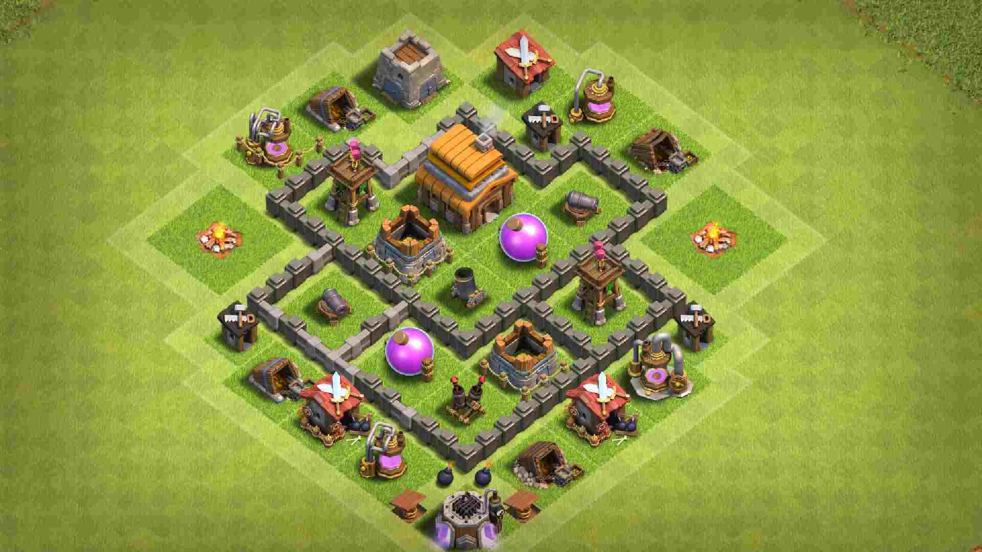 33 Best TH4 Base Layouts For Farming, Hybrid, War and Trophy ...