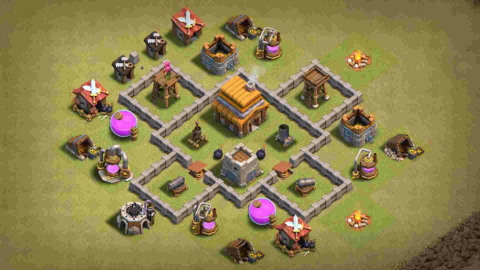 33 Best TH4 Base Layouts For Farming, Hybrid, War and Trophy ...
