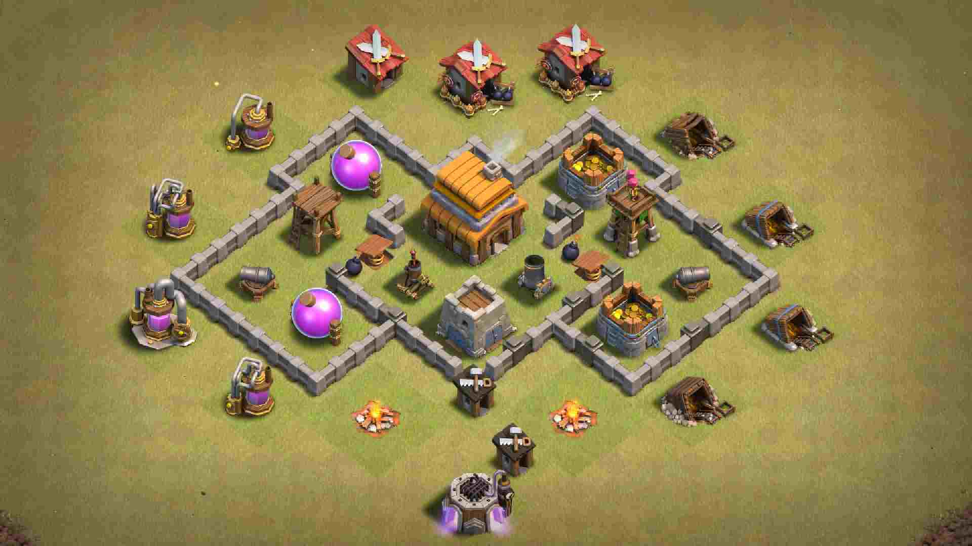 33 Best TH4 Base Layouts For Farming, Hybrid, War and Trophy ...