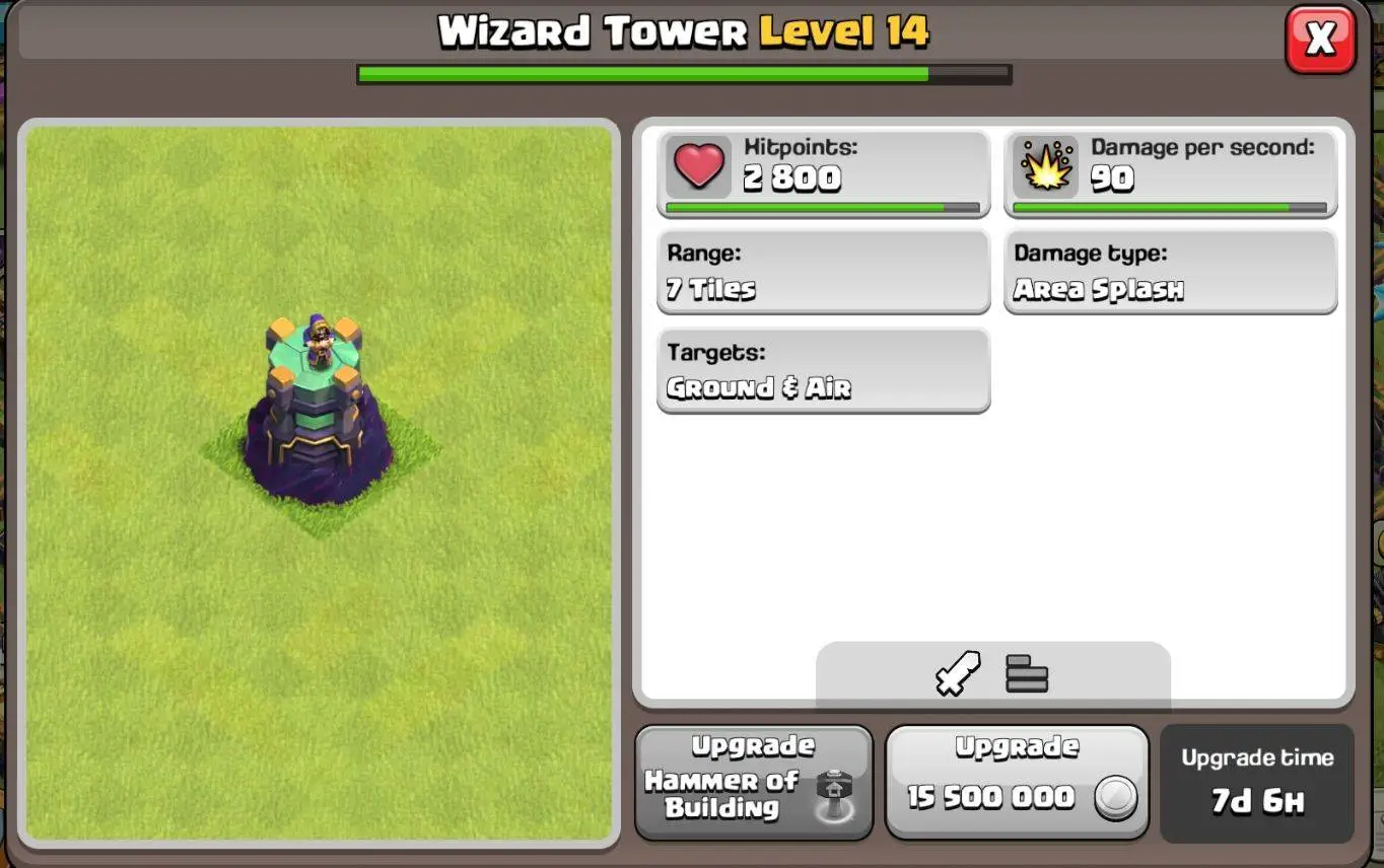 Wizard Tower Max Levels CoC: Town Hall 5 to Town hall 16 Stats 2025 ...